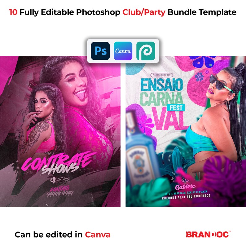 10 Bundle Template Club Party Event Flyer Template, Editable Canva ...