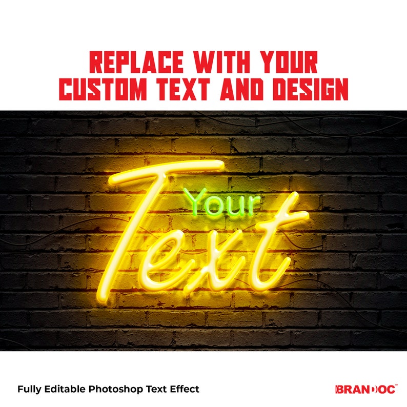 Photoshop Neon Text Effect: Customizable 3D Font (PSD & JPG Digital ...