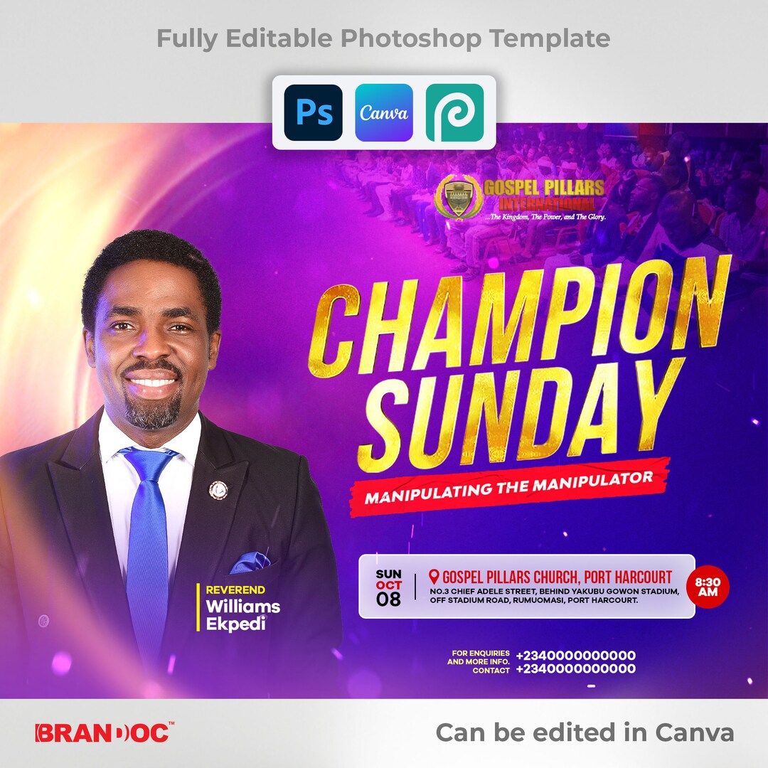 Editable Church Event Program Flyer Template, Editable in Canva ...