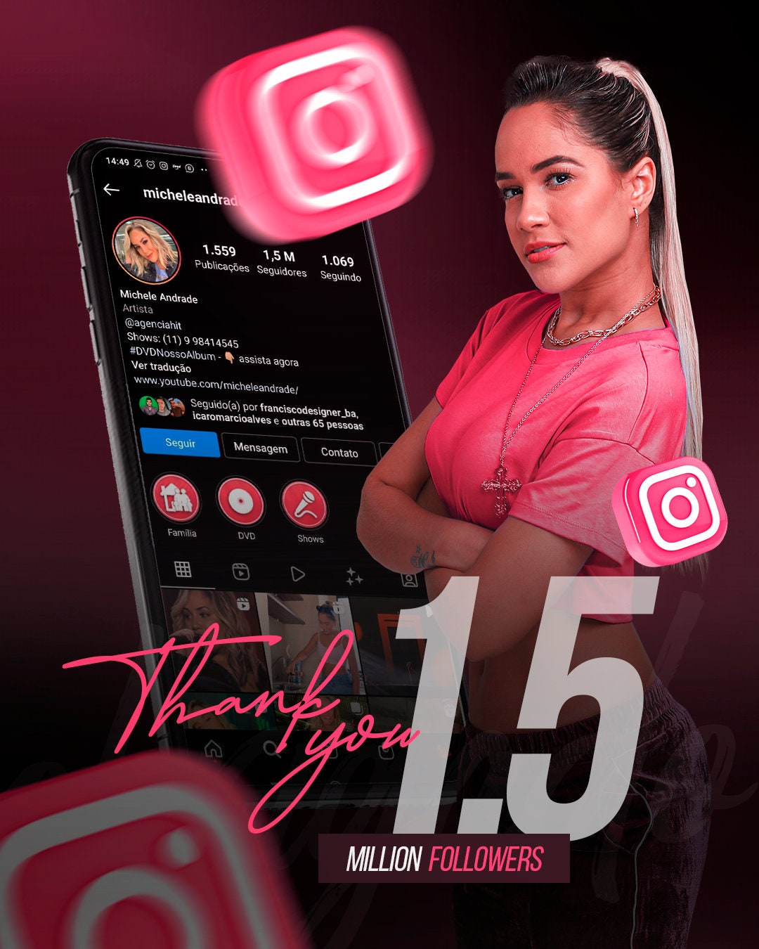 Editable Canva IG PSD Template | Followers Celebration Flyer, IG ...