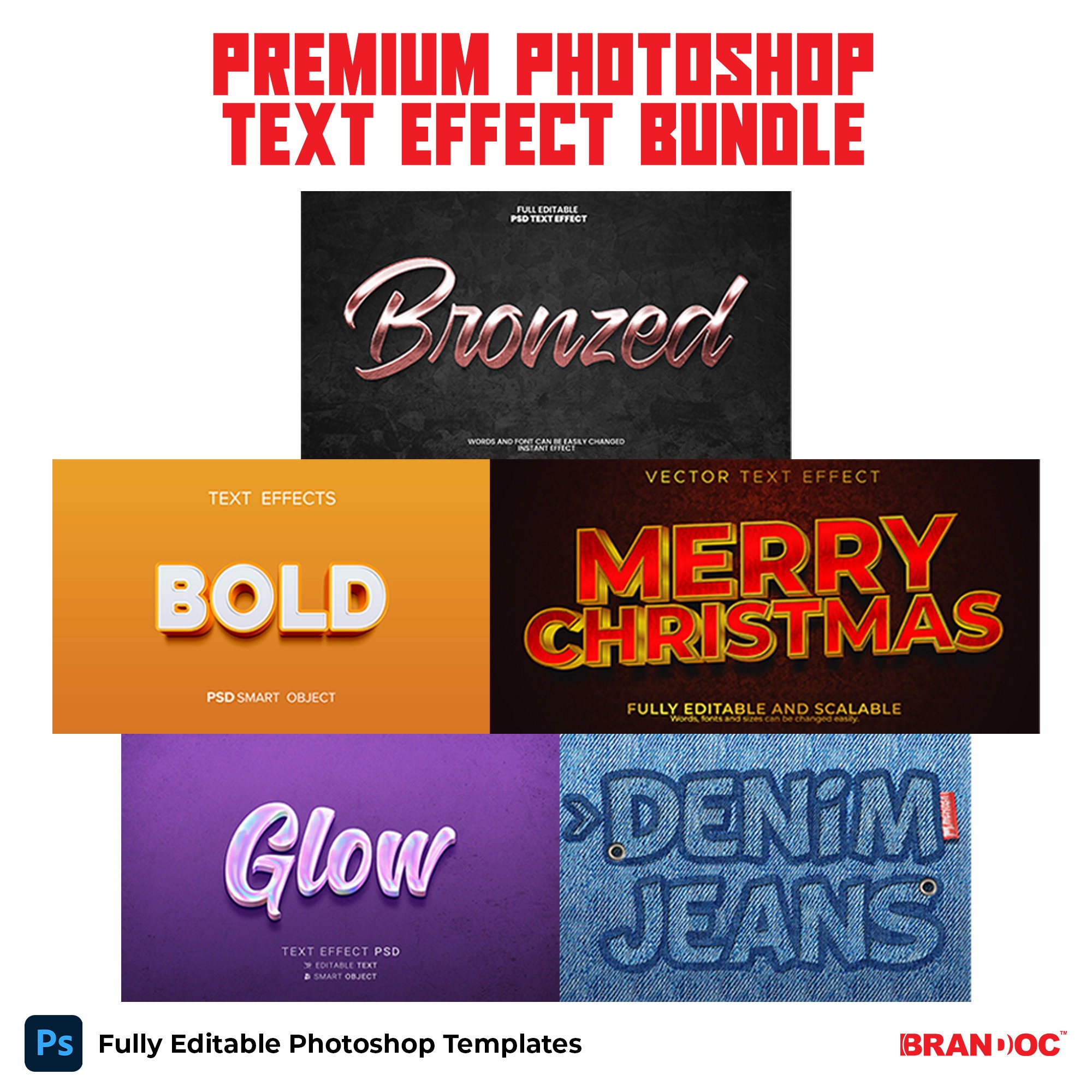 3D Photoshop Text Effects: Gold, Silver, Retro, Wood, Stone (PSD ...