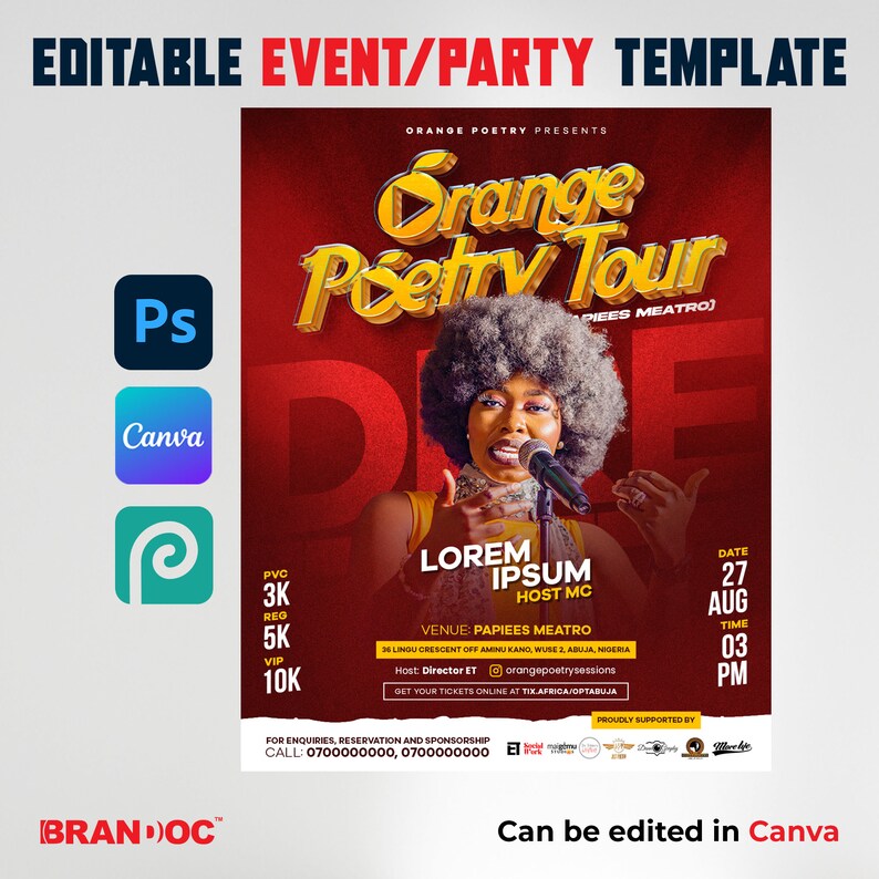 Editable PSD Template Club Party Event Flyer Template, Editable Canva ...