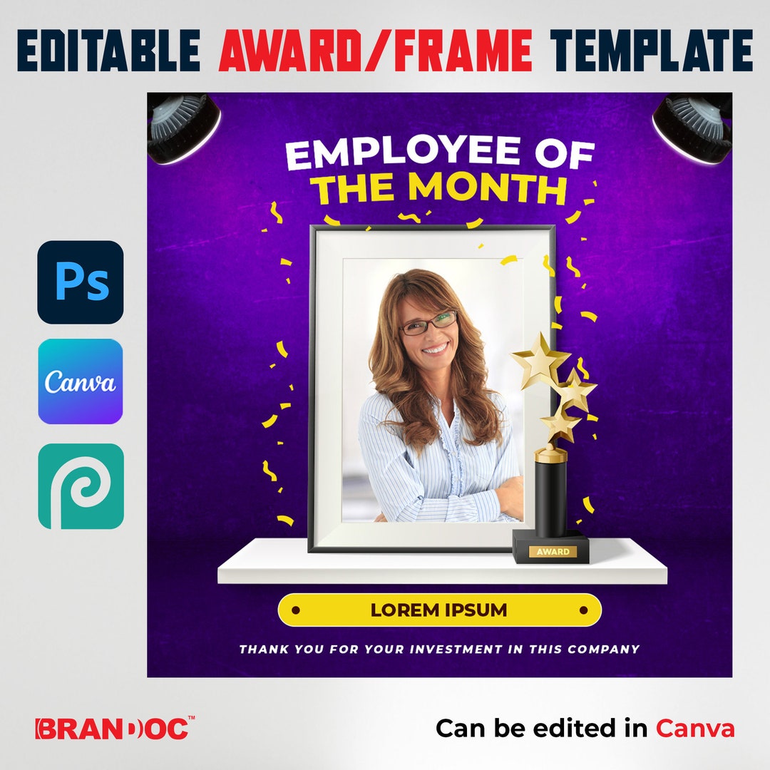 Editable Award Employee of the Month Flyer Template, Editable in Canva ...