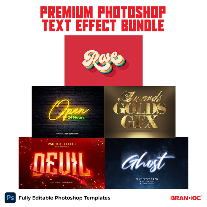 3D Photoshop Text Effects: Gold, Silver, Retro, Wood, Stone (PSD ...