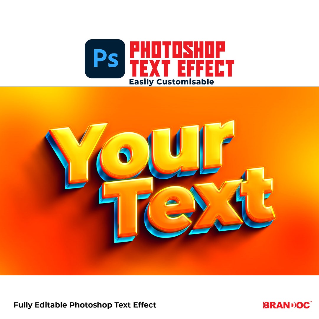 Customizable 3D Text Effect for Photoshop (PSD & JPG) - Etsy