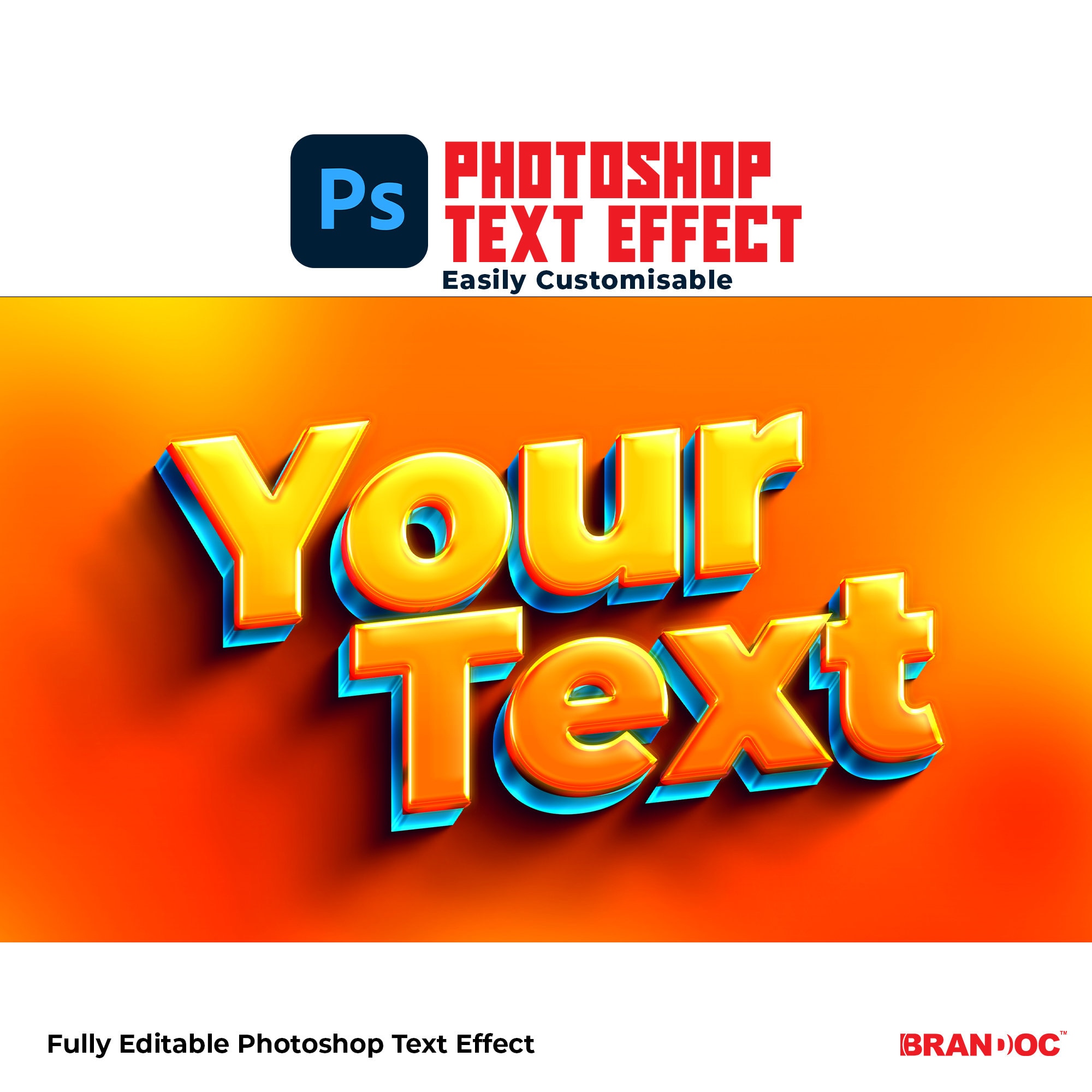 Customizable 3D Text Effect for Photoshop (PSD & JPG) - Etsy