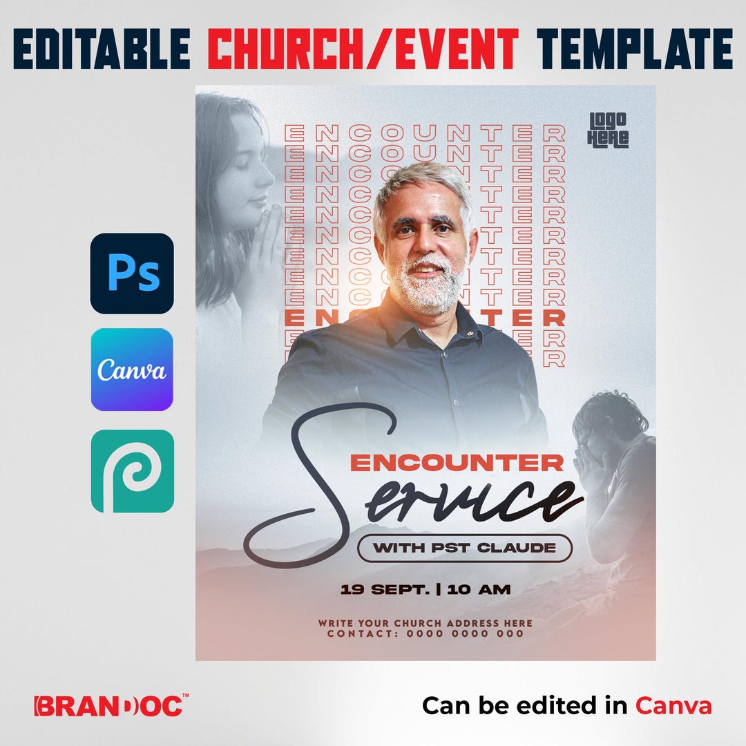 Editable Church Event Flyer Template: Canva & Photoshop (PSD) (digital ...