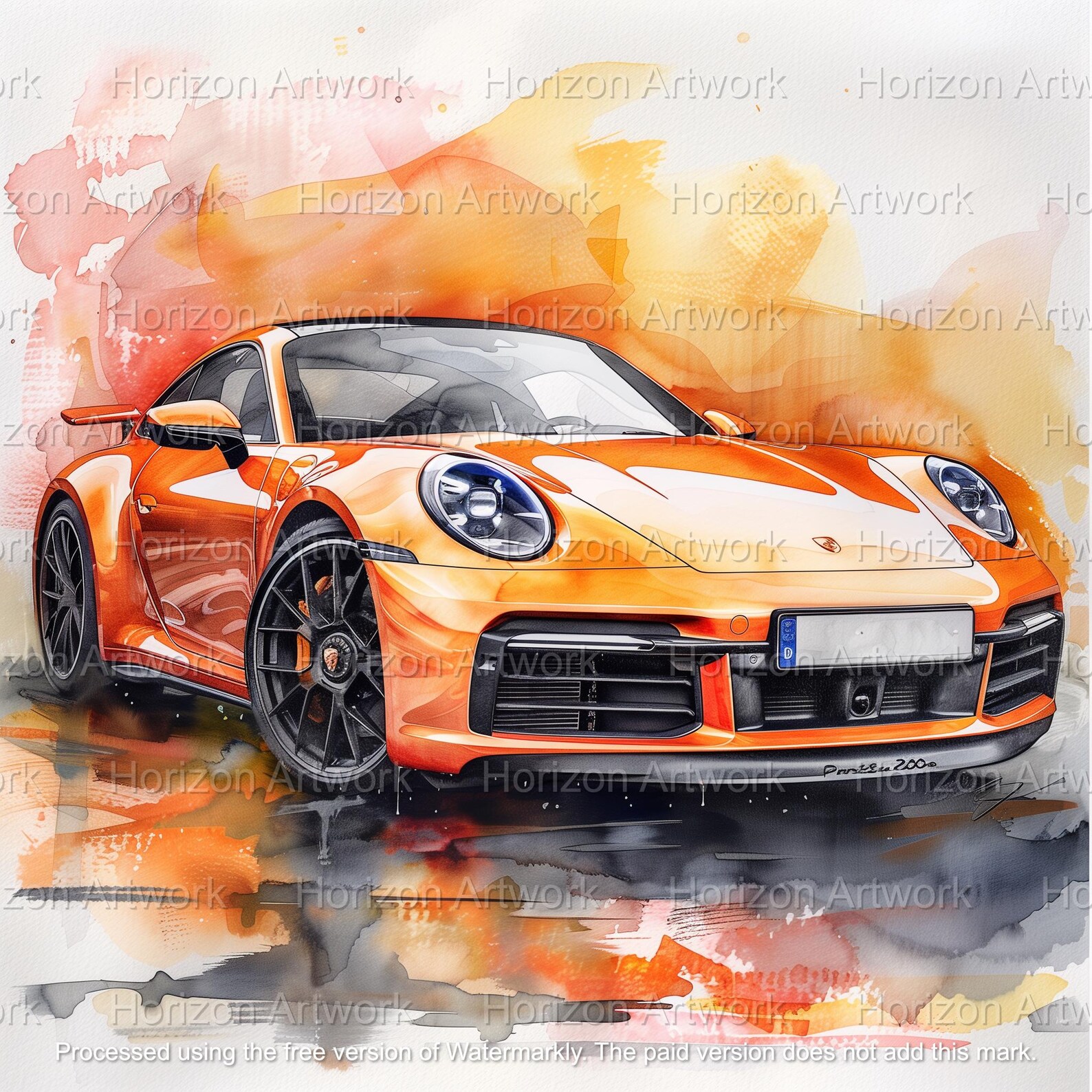 Set of Porsche 911 Watercolor Clipart, Digital Download PNG ...