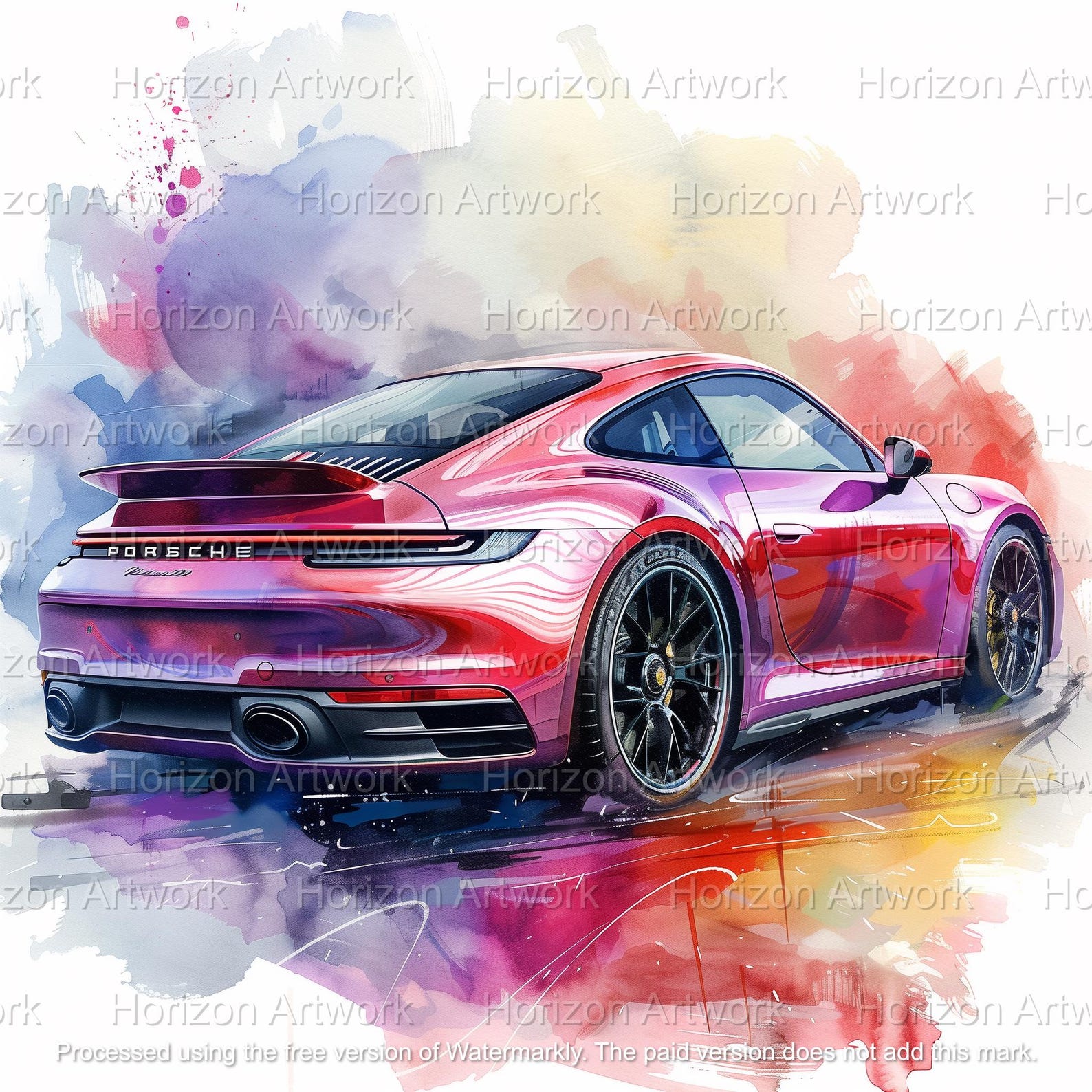 Set of Porsche 911 Watercolor Clipart, Digital Download PNG ...