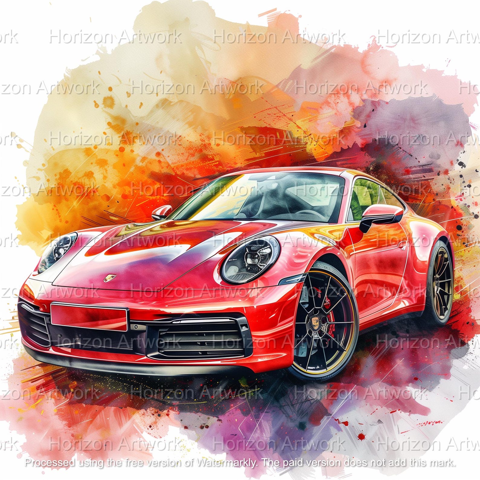 Set of Porsche 911 Watercolor Clipart, Digital Download PNG ...