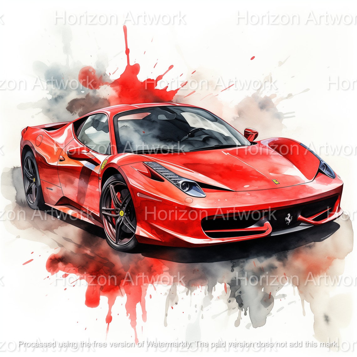 Ferrari Watercolor Clipart, Digital Download PNG, Printable, Supercar ...