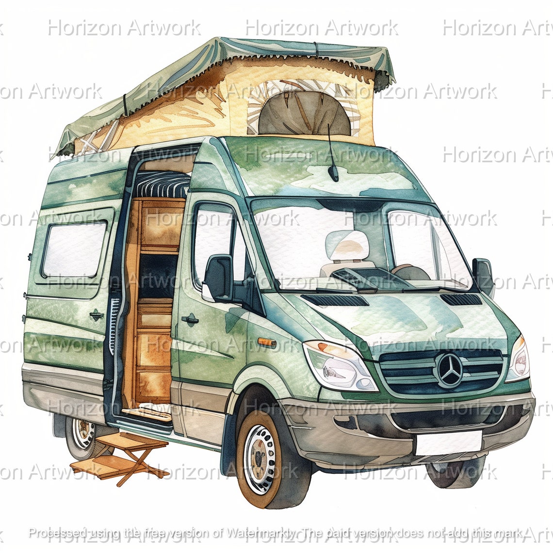 Camper Van Clipart Bundle, Watercolor Clipart, Digital Download PNG ...