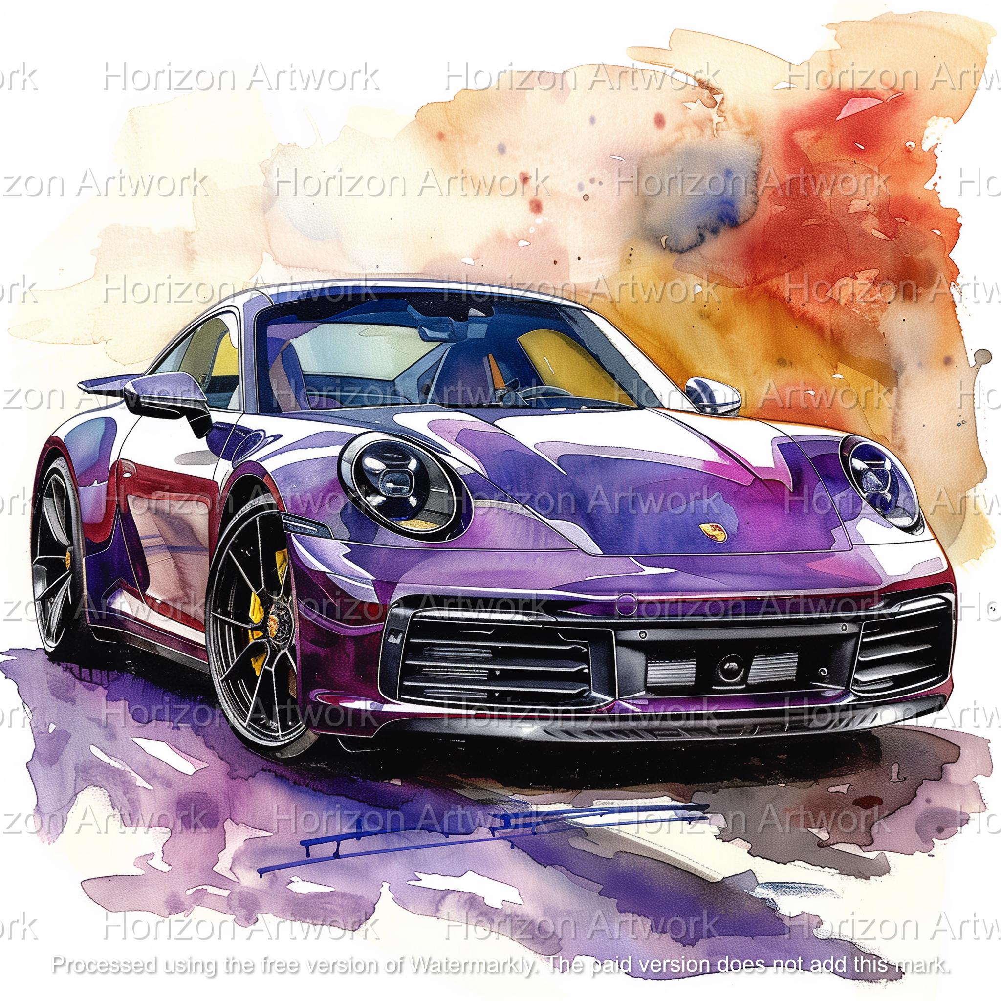 Set of Porsche 911 Watercolor Clipart, Digital Download PNG ...