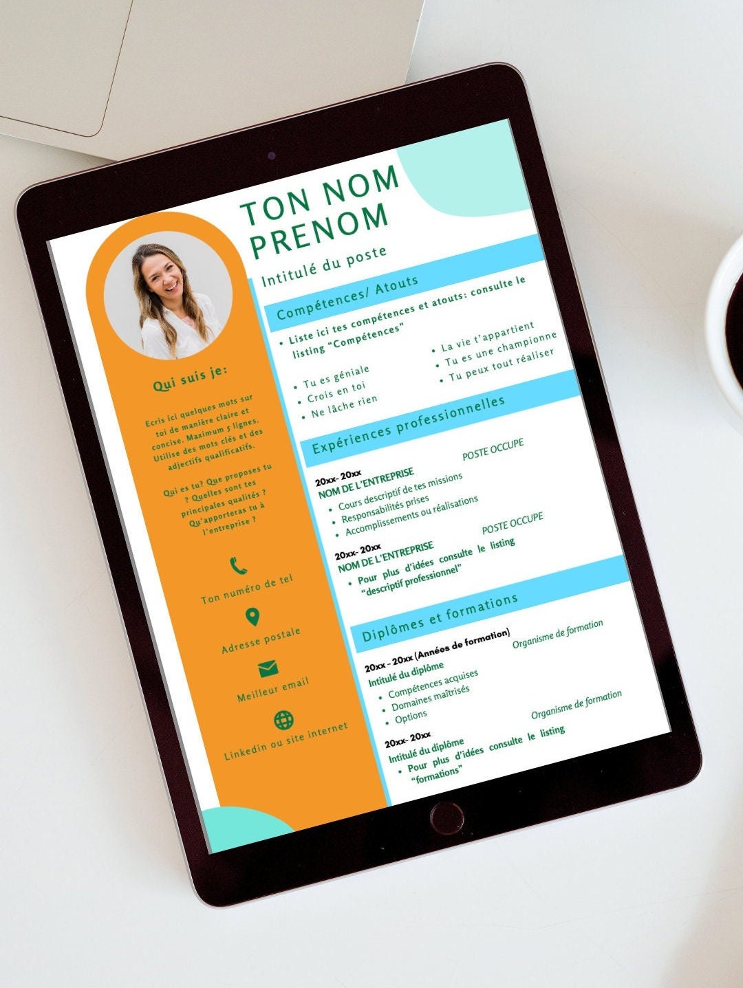 Original CV Model, 100% Customizable, Guided and Educational Creation ...