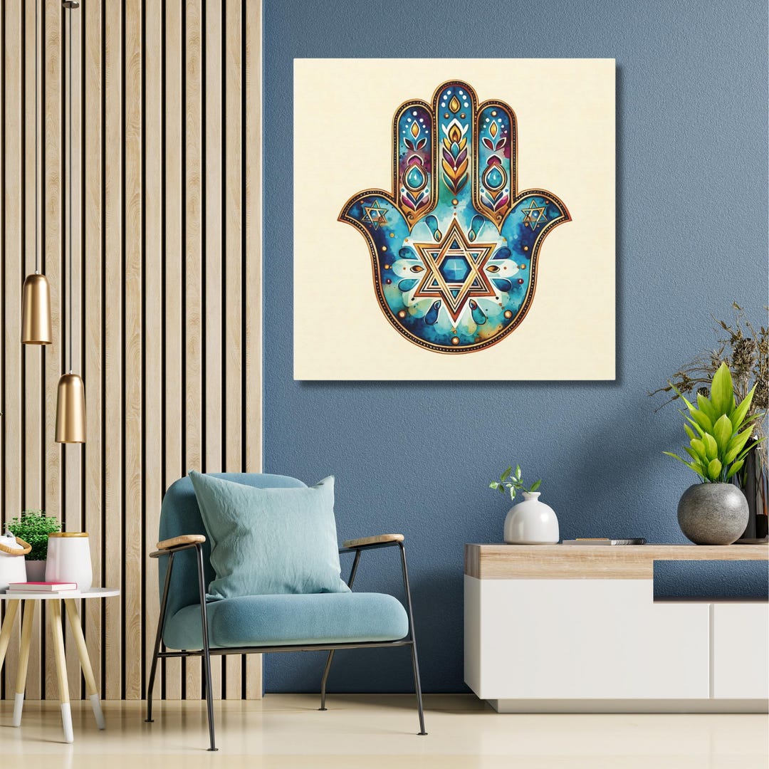 Jewish Blessing Hamsa,protective Hand Art Canvas Gallery Wraps,hebrew ...