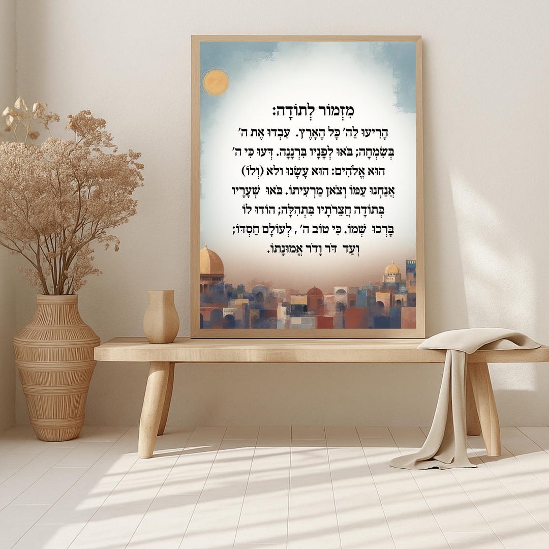 Mizmor Letodah Hebrew Prayer Printable – Jerusalem Jewish Wall Art - Etsy