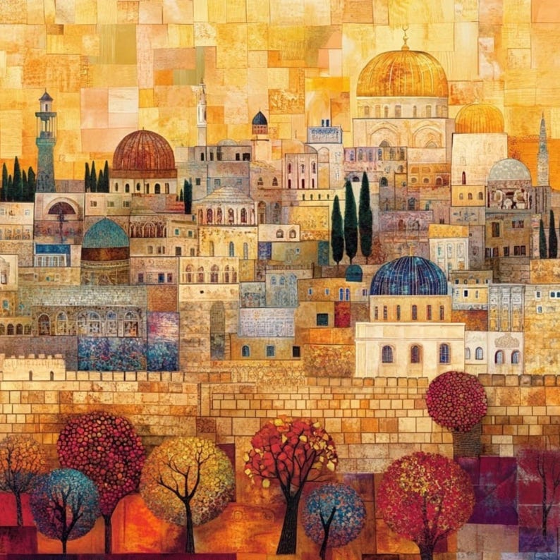 Jerusalem Neighborhoods - Digital Download, Jewish Art, Judica Wall ...