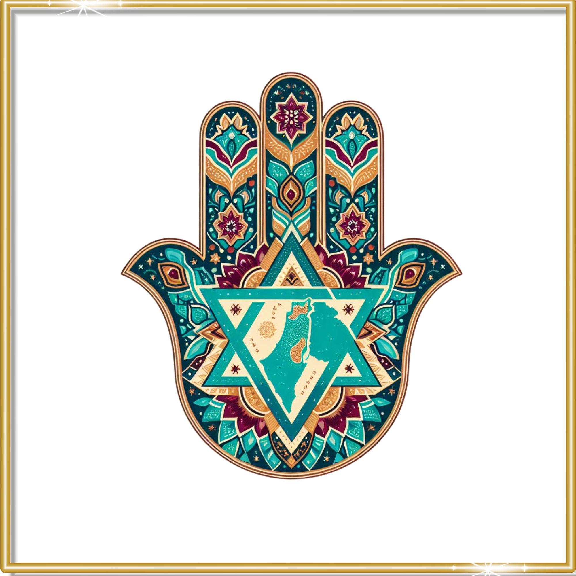 Am Israel Chai, Hamsa, Star of David, Jewish Design, Jewish Wall Decor ...