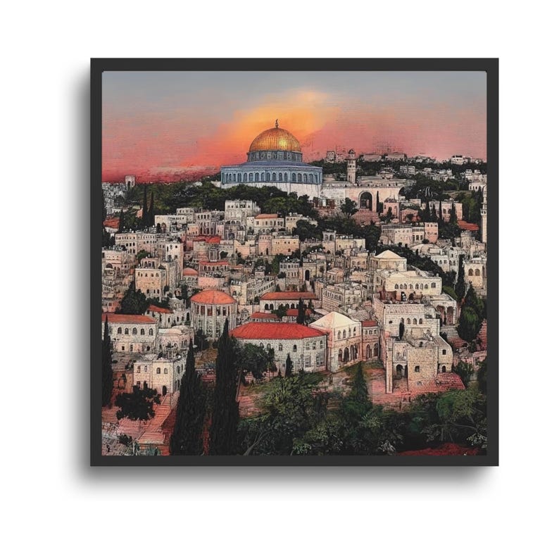 Vintage Jerusalem Art Print – Digital Download of Old City & Dome of ...