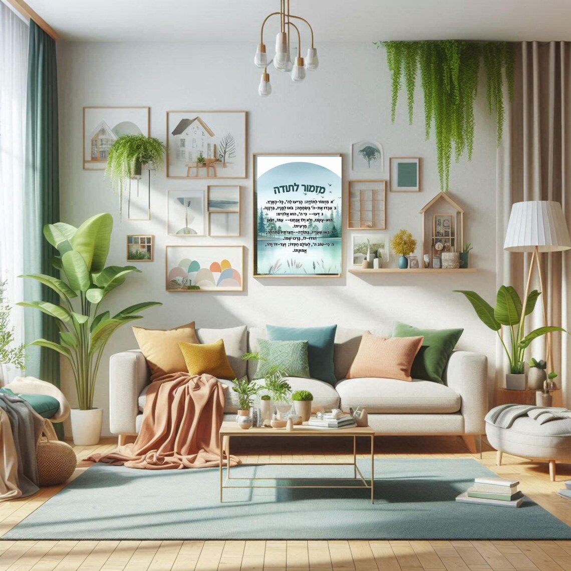 Hebrew Psalm 100, Tehilim, Psalms in Hebrew, Verse Wall Art Print ...