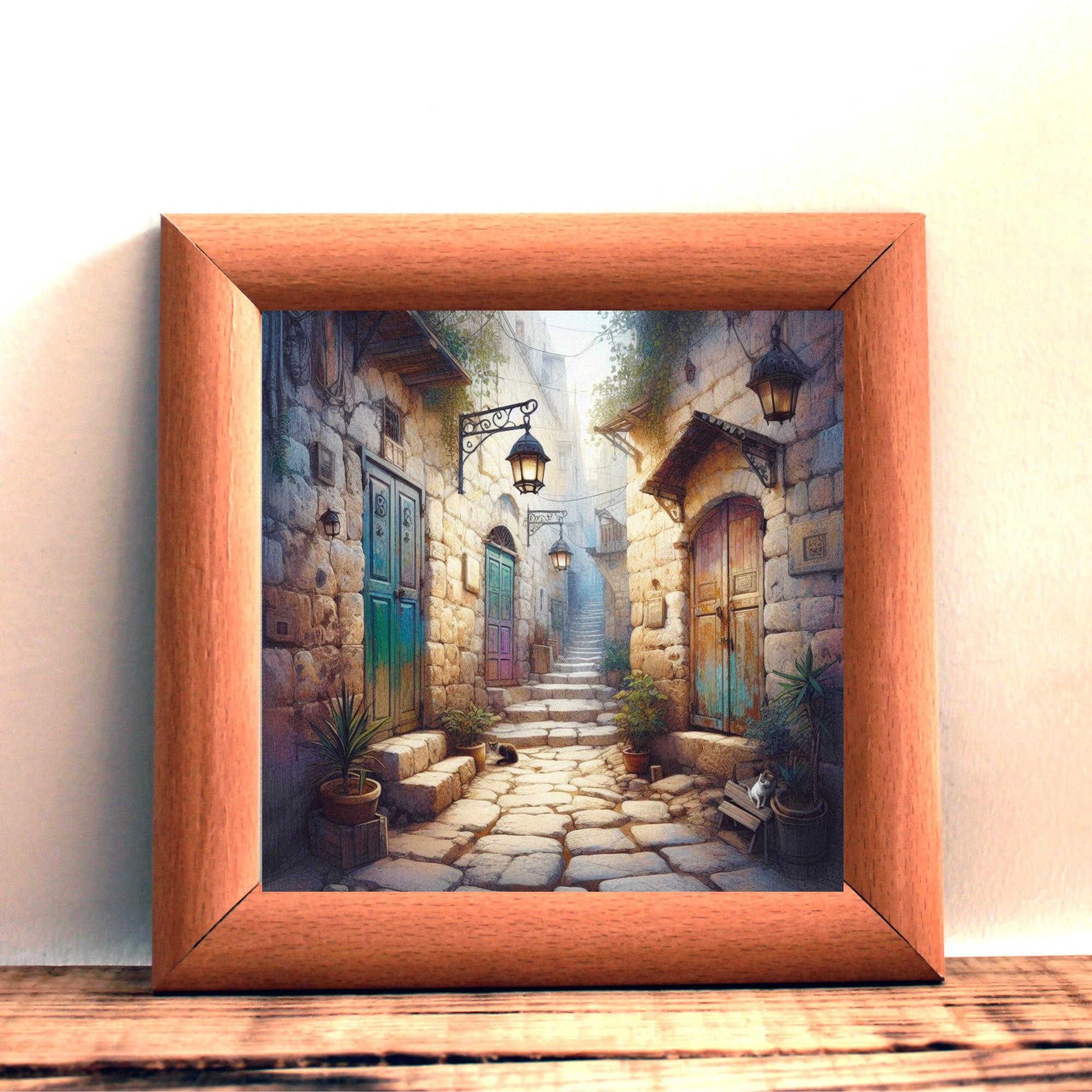 Jerusalem Neighborhoods Digital Download, Jewish Art, Judica Wall ...