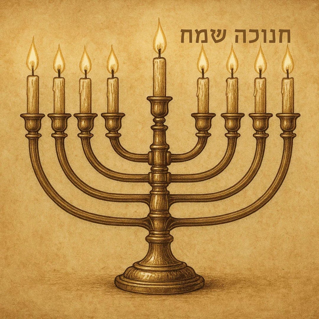 Golden Menorah Hanukkah Art Print Jewish Holiday Wall Decor Digital ...