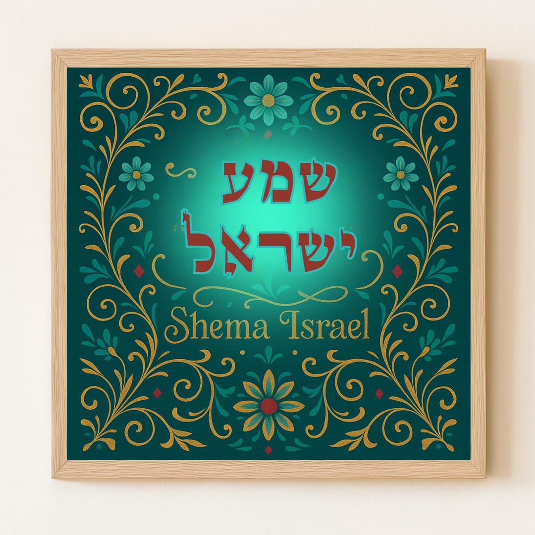 Shema Israel Wall Art: Hebrew Prayer, Moroccan Judaica Decor (digital ...