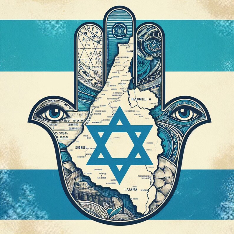 Am Israel Chai, Hamsa, Star of David,jewish Design, Jewish Wall Decor ...