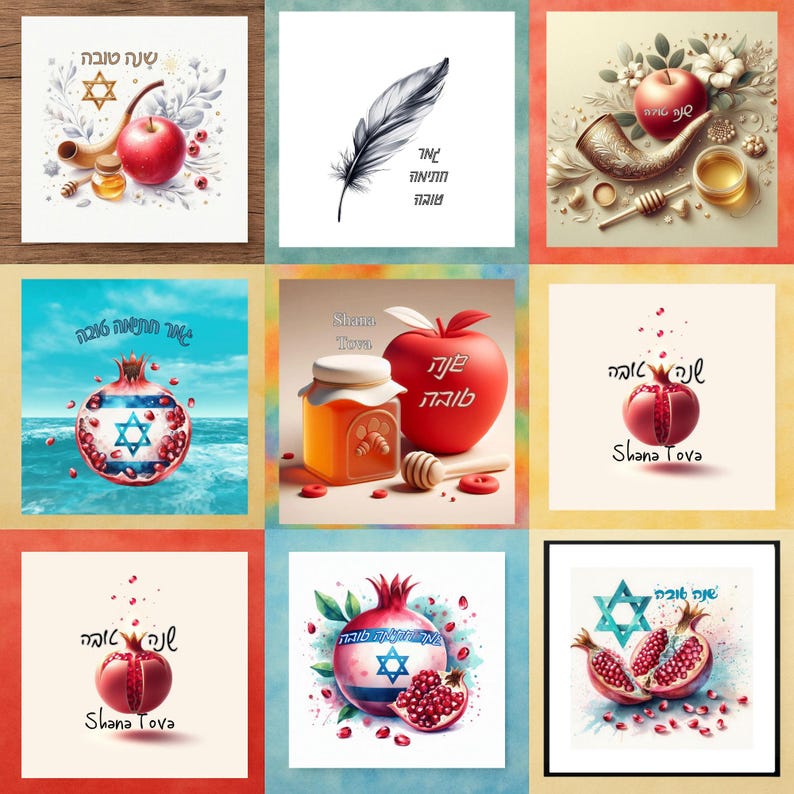 Rosh Hashanah Clipart: Apples & Honey, Jewish New Year (digital ...