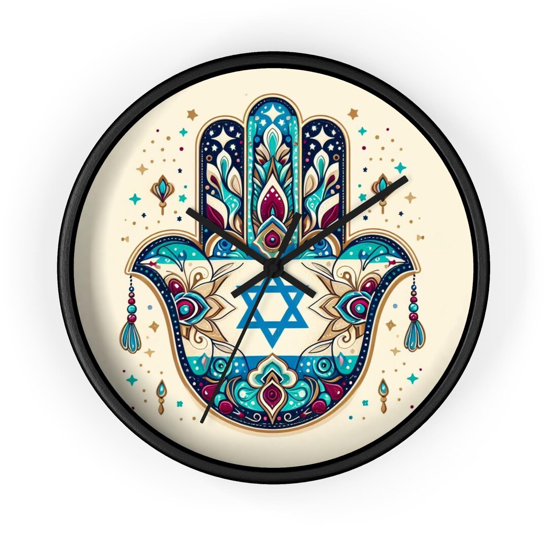 Hamsa Wall Clock, Star of David Decor, Evil Eye Protection Clock ...