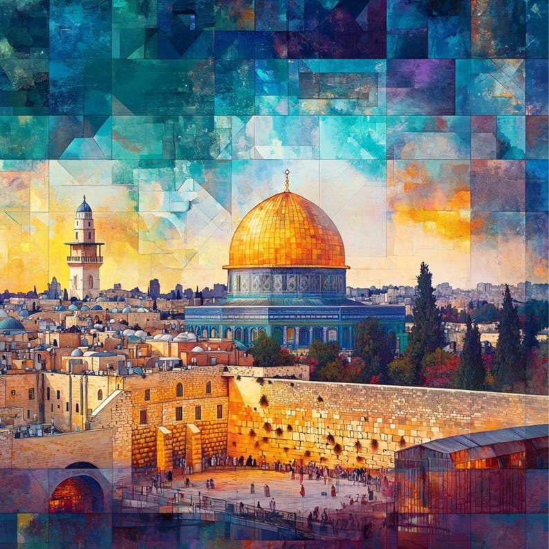 Jerusalem Neighborhoods Digital Download, Jewish Art, Judica Wall ...