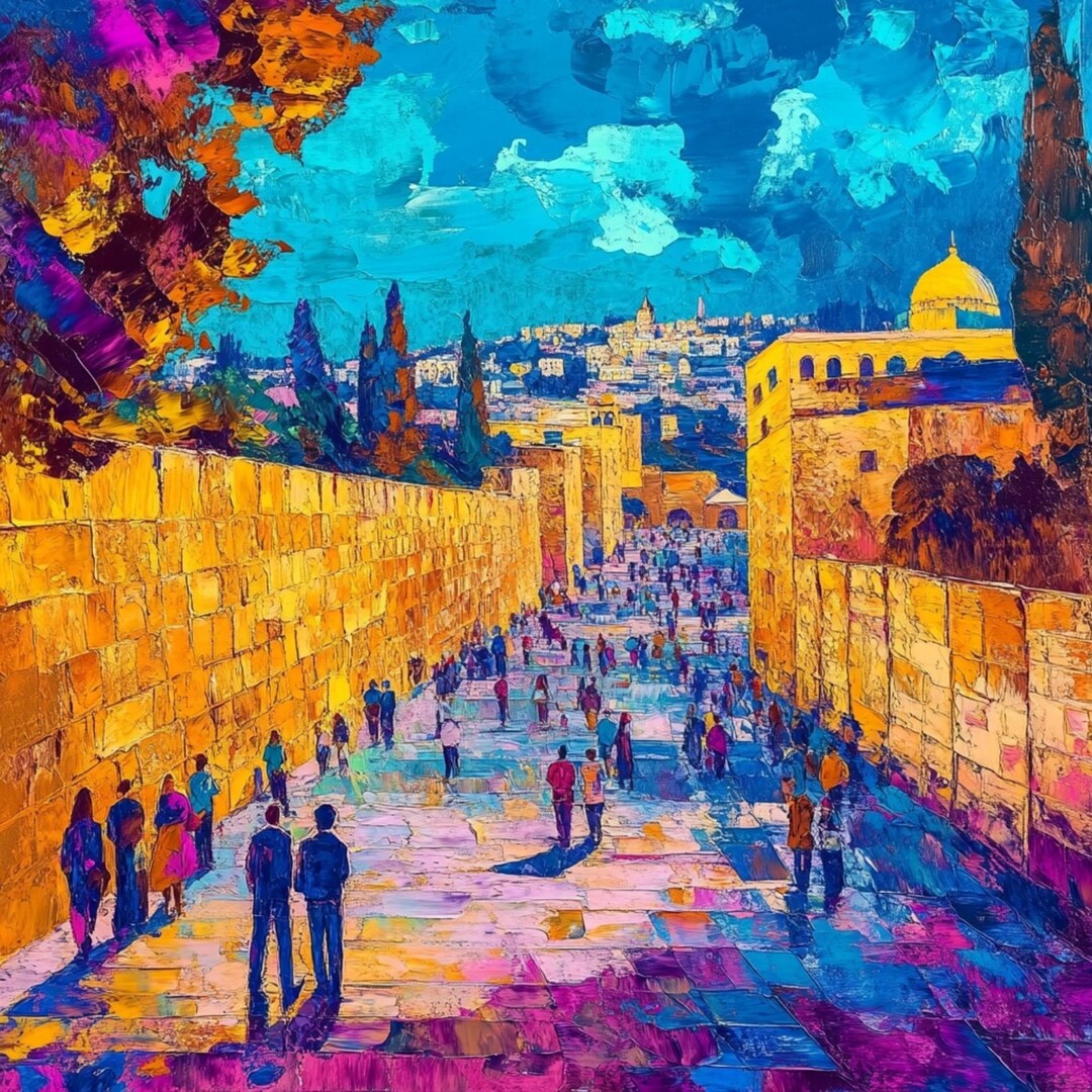 Jerusalem Neighborhoods Digital Download, Jewish Art, Judica Wall ...