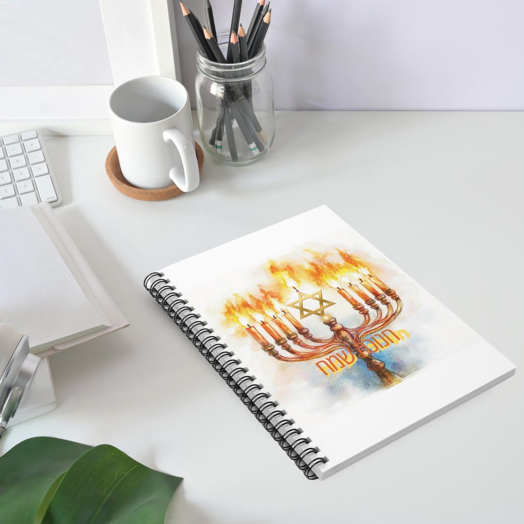 Happy Hanukkah Spiral Notebook , Menorah Design, Festive Holiday ...