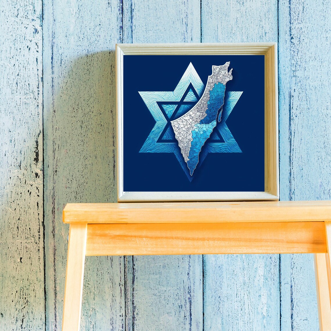 Am Israel Chai, Map of Israel, Star of David, Jewish Design, Jewish Wall Decor, Jewish Print ...