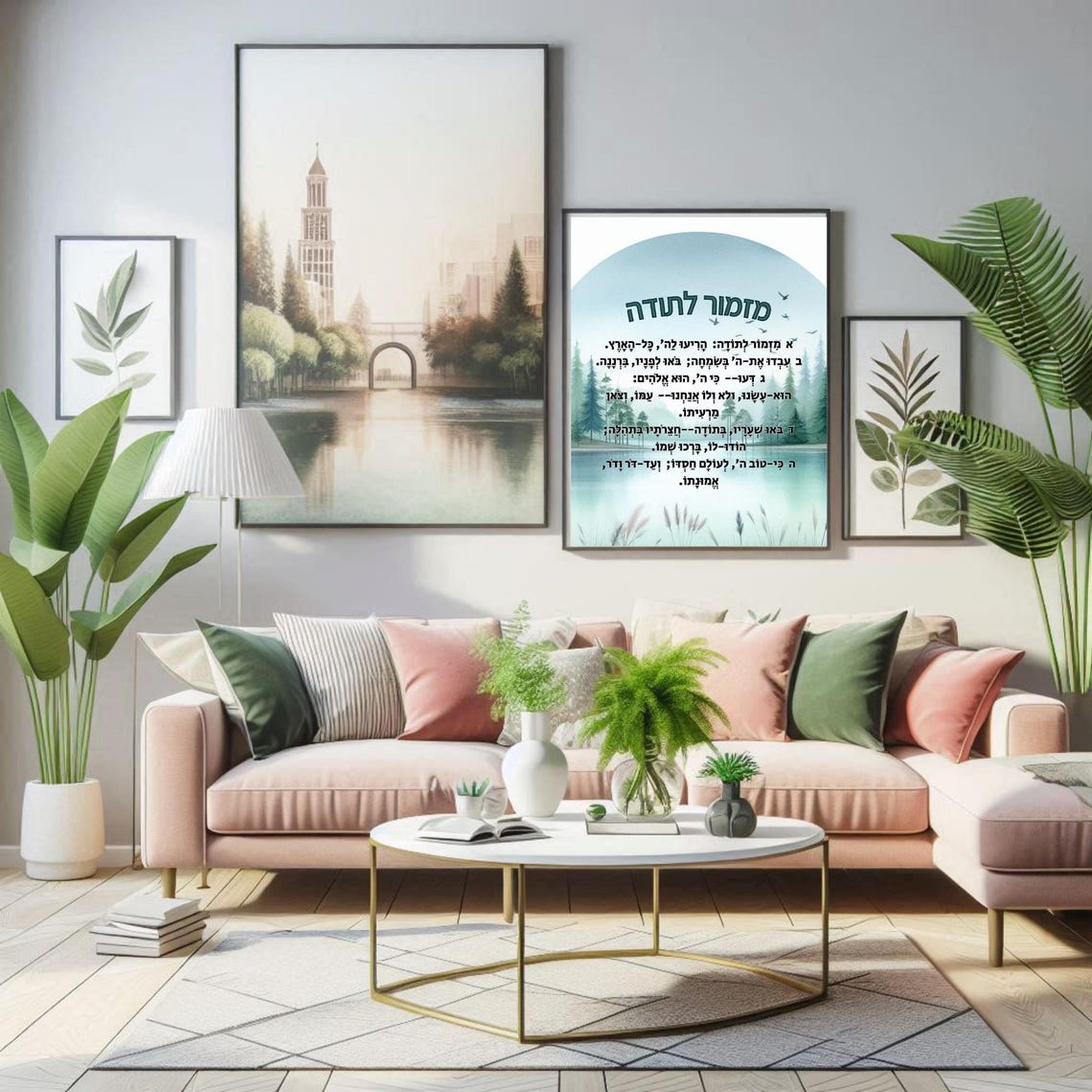 Hebrew Psalm 100, Tehilim, Psalms in Hebrew, Verse Wall Art Print ...