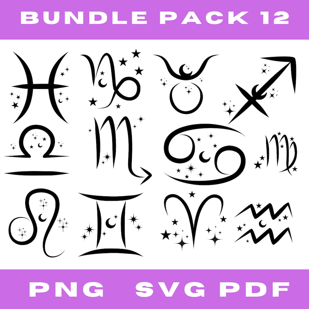 Paquete SVG de signos del zodiaco, Signos de astrología svg, Símbolos ...