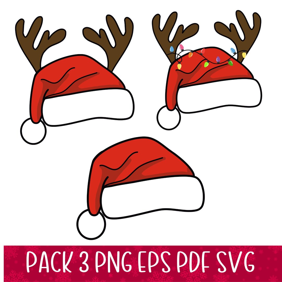 Santa Hat Bundle Svg, Santa Svg, Merry Christmas Svg, Christmas Svg ...