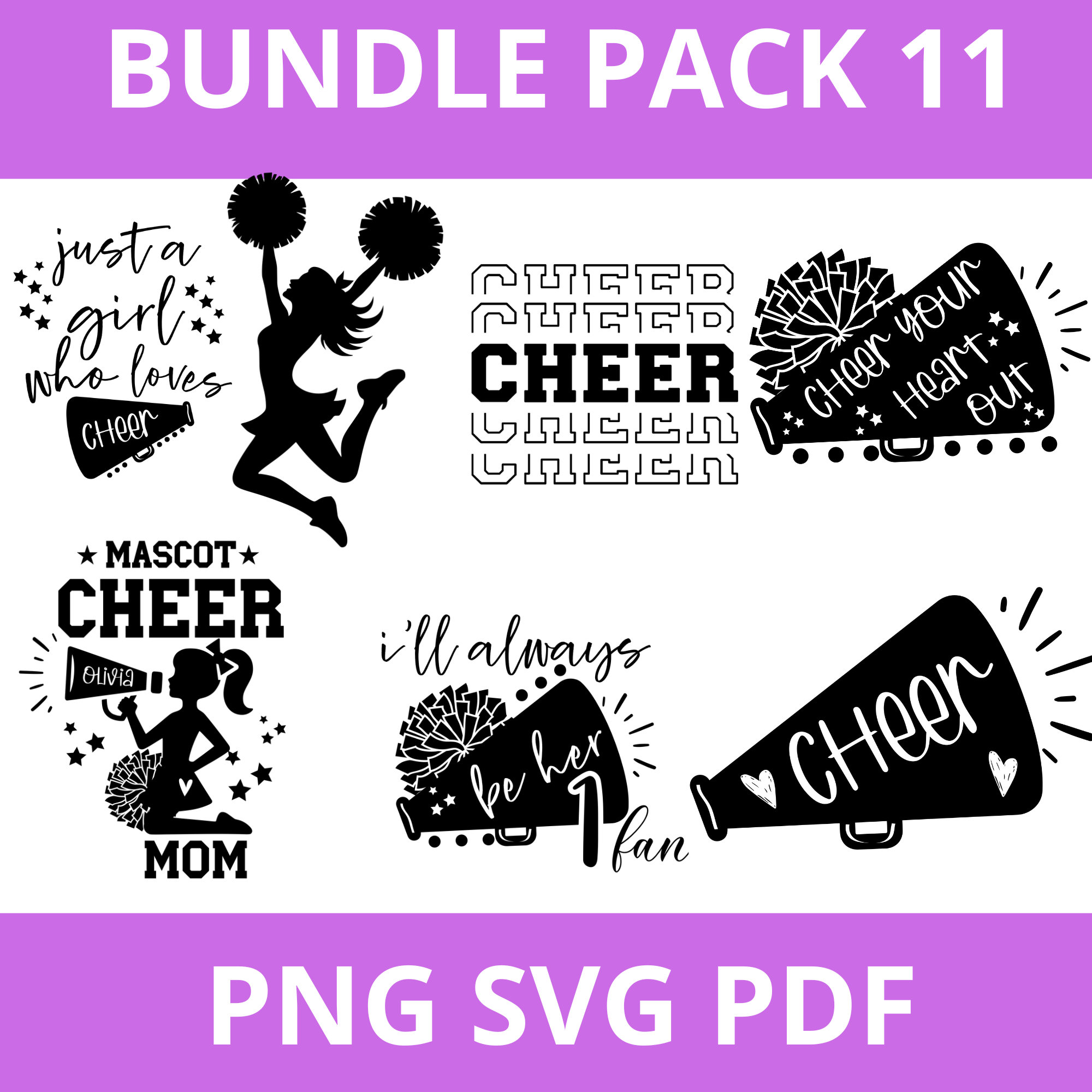 Cheer BIG SVG Bundle, Cheerleading SVG, Cheer Svg, Megaphone Svg, Cheer ...