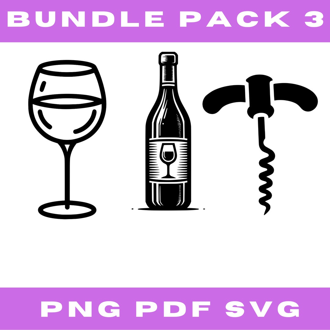 Paquete SVG de vino Paquete PNG de vino Clipart de vino Copa de vino ...