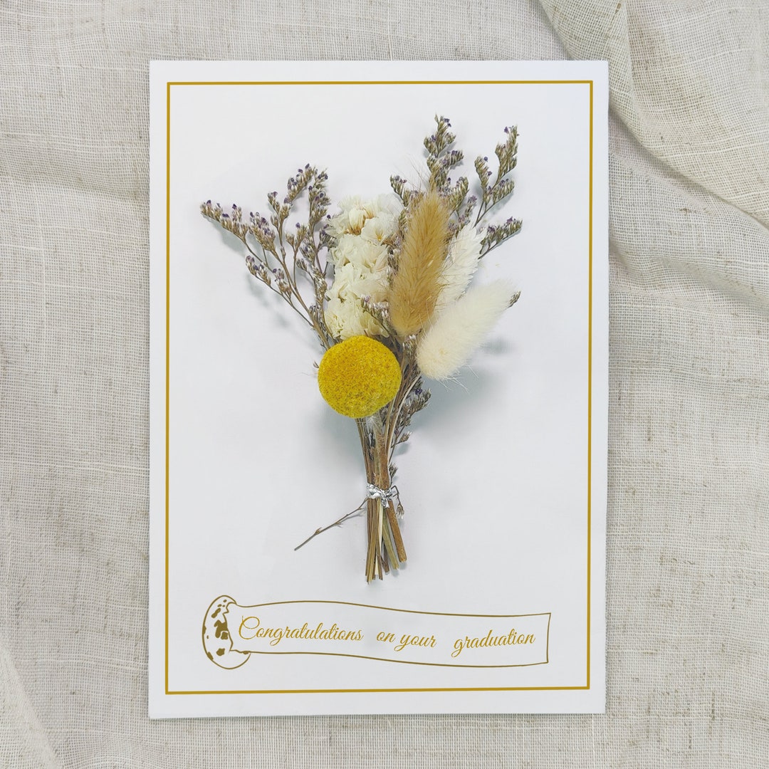Custom Dried Flower Graduation Card, Graduation Flower Card for Her ...
