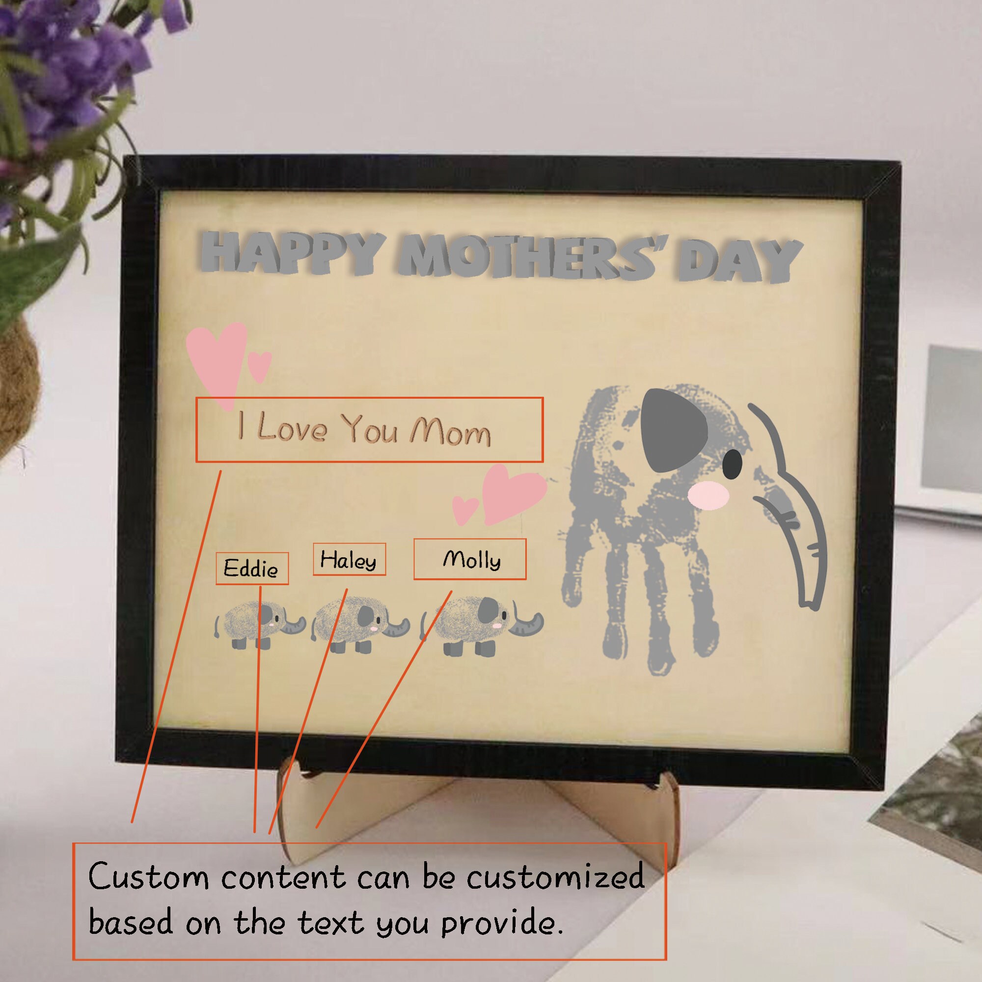 Custom Fingerprint and Handprint Wood Sign for Mothers Day,diy Mother's ...