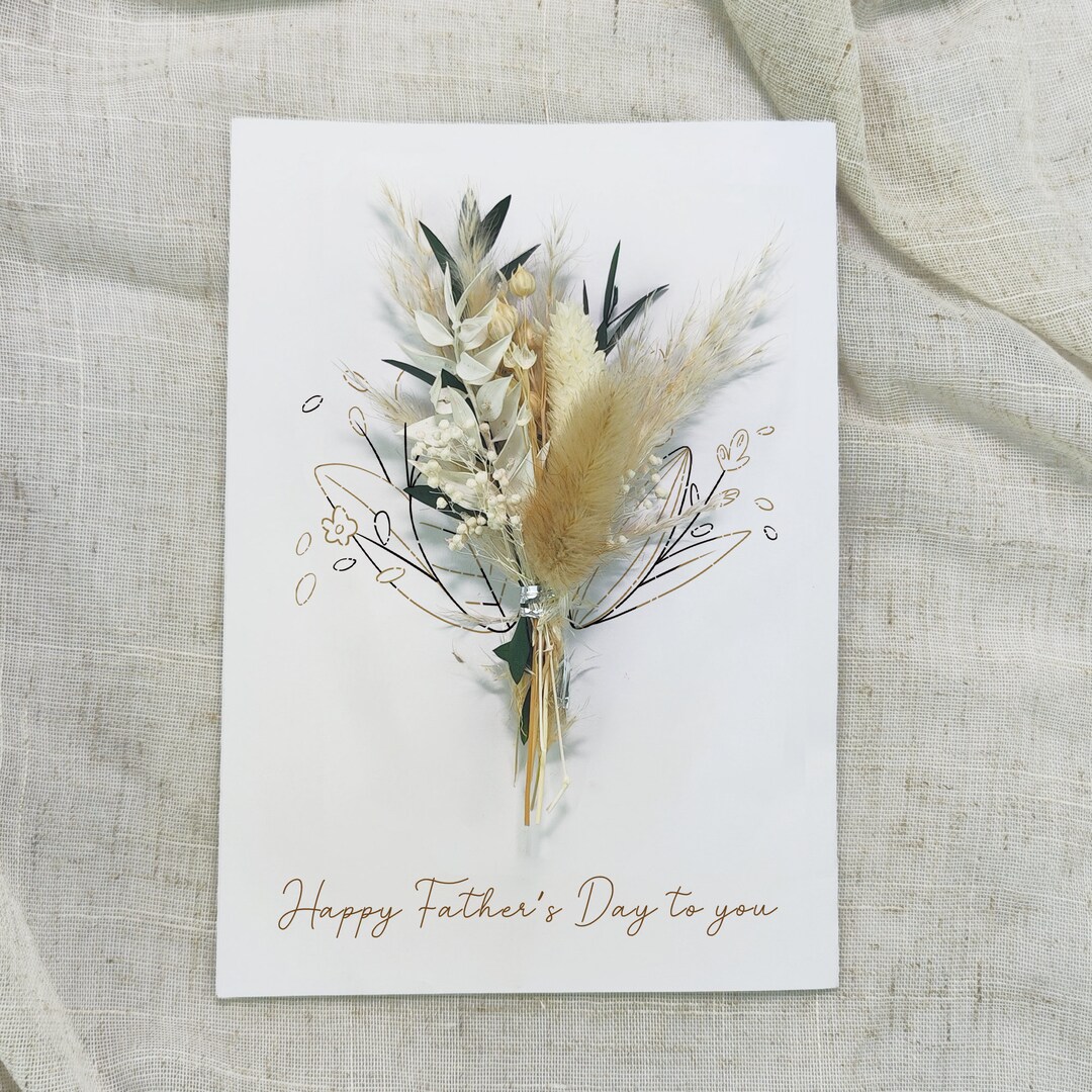 Custom Dried Flower Father's Day Card, Father's Day Flower Card for ...