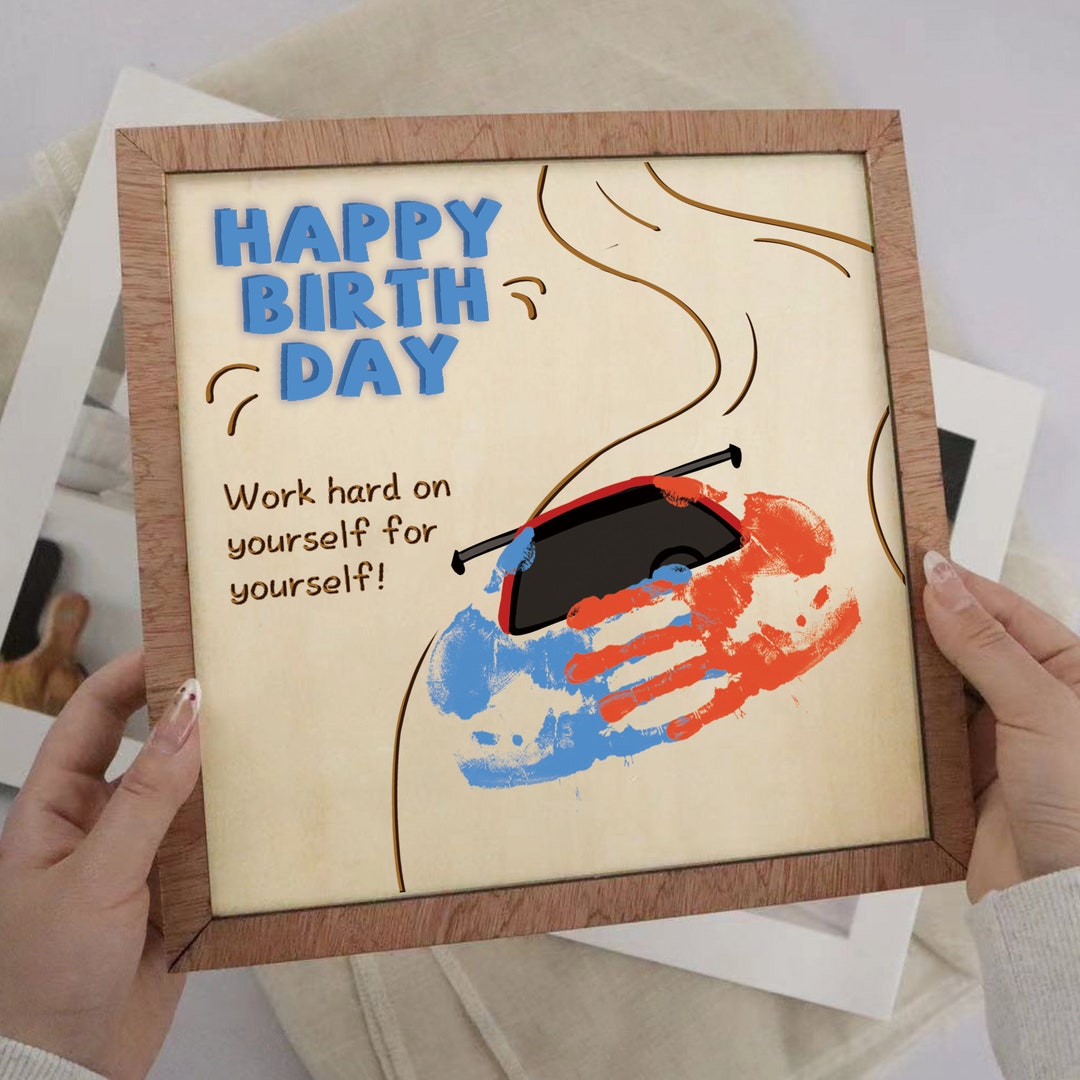 Racing Car Birthday Handprint Wood Sig,diy Birthday Handprint Gift ...