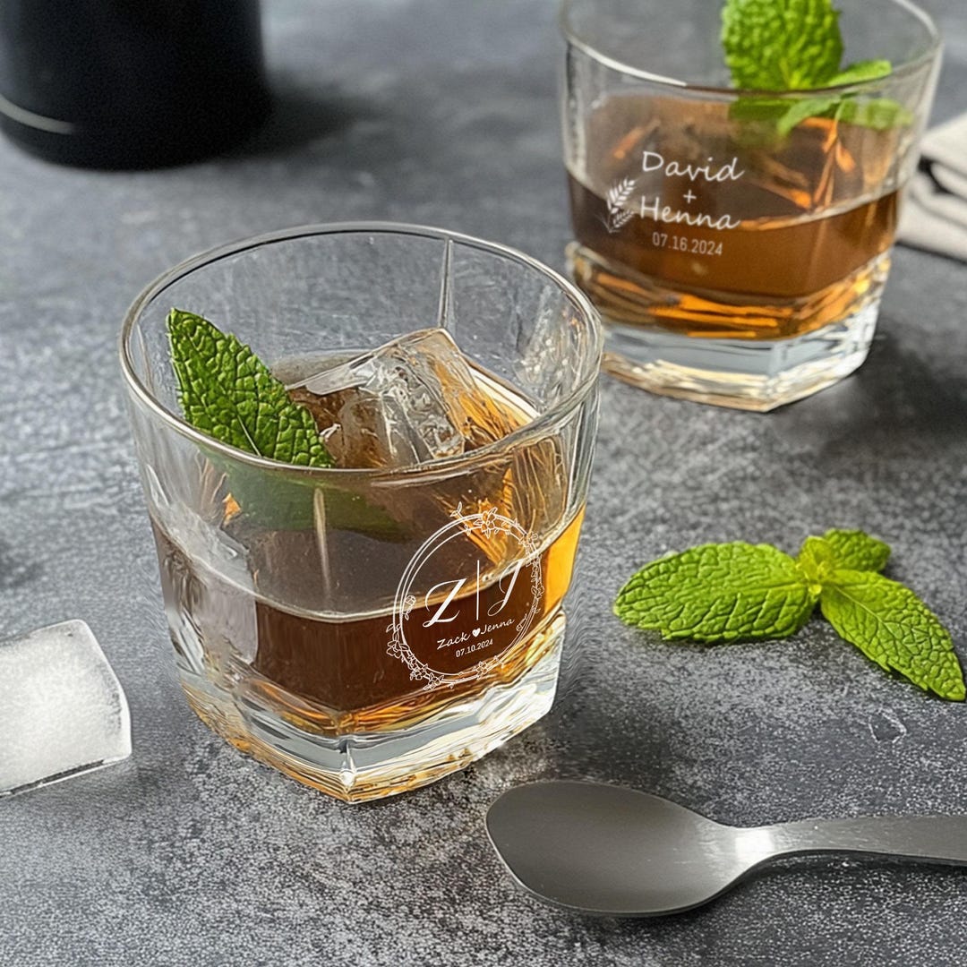 Personalized Wedding Whiskey Glass Glass Set, Wedding Glass Wine Glass ...