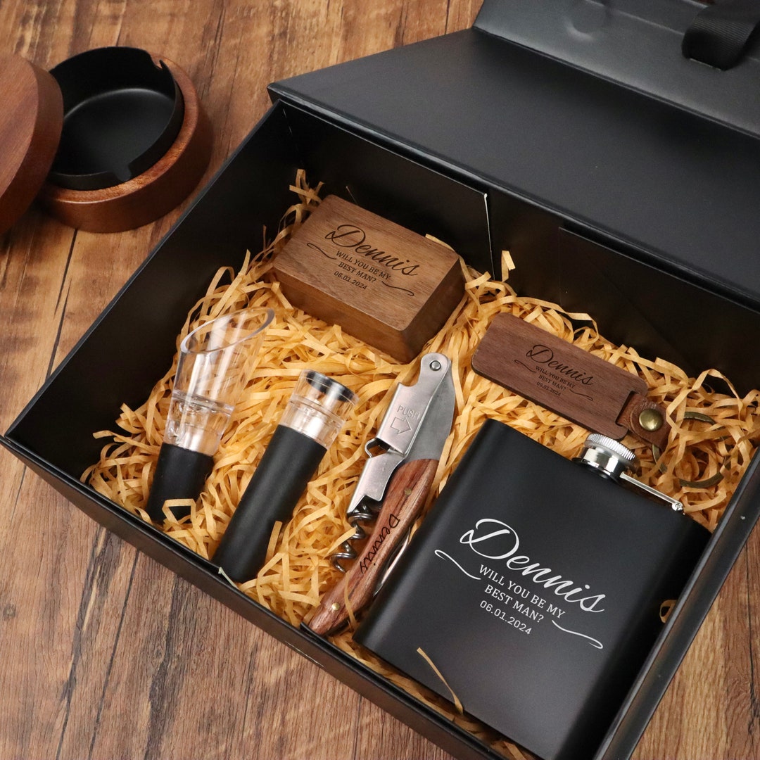 Custom Name Groomsmen Gifts Box, Black Gift Box for Best Man, Gift for ...