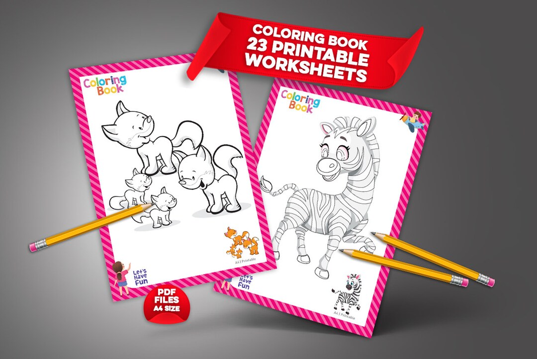 23 Easy Coloring Pages for Kids, 16 Pages With Sample Coloring, 7 With ...