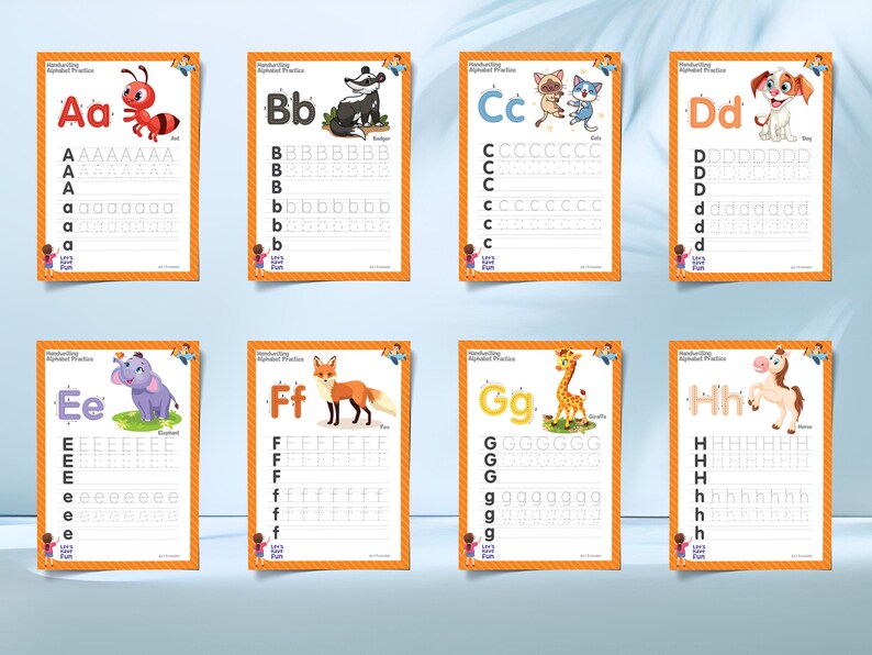 Cursive Alphabet Practice for Kids, Enriched With Animals A-Z - Etsy