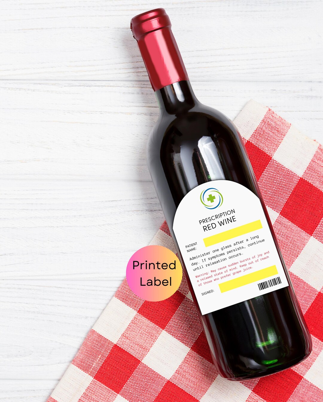 Custom Prescription Wine Label Textured Arch Label Funny Printed Wine ...