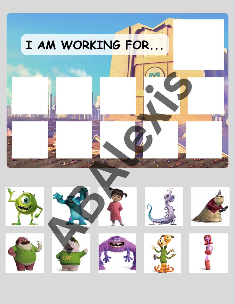 Monsters Inc Token Board - Set of 5 & 10 - Etsy