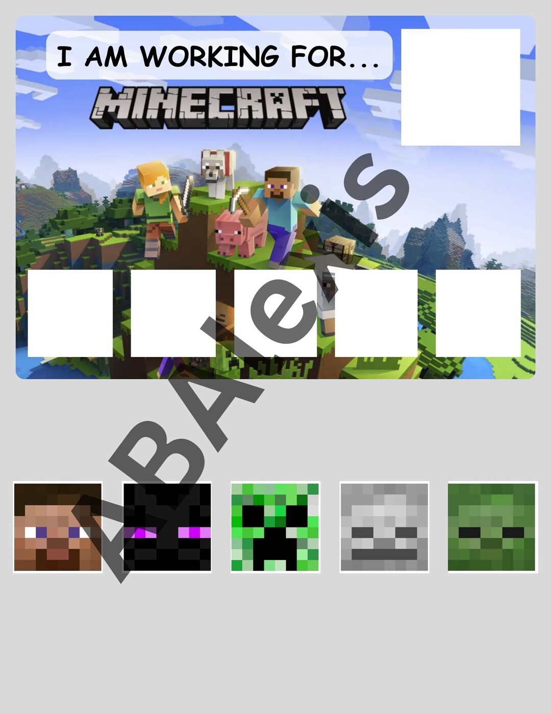 Minecraft Token Boards - Set of 5 & 10 Tokens - Etsy